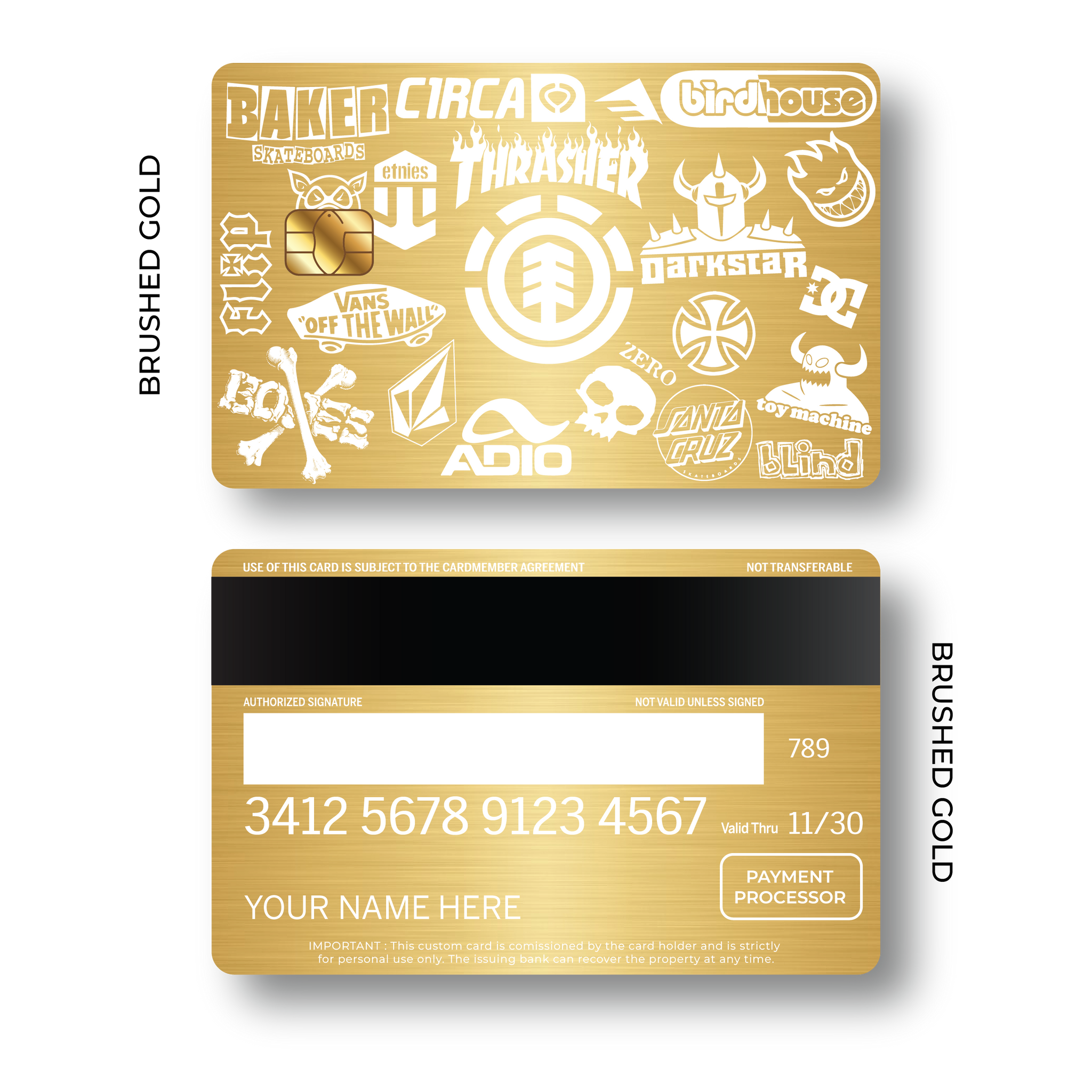 Metal Card OG Skate Brands – Gold Link co
